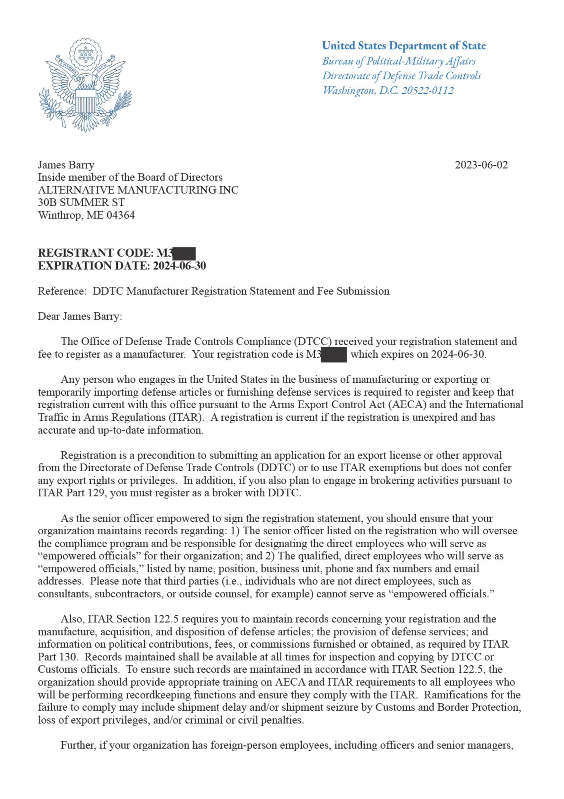 Certifications | Alternative Manufacturing Inc. | Augusta, Maine